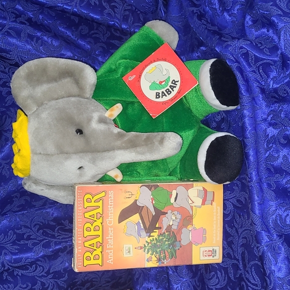 Gund | Toys | Vtg 988 Babar The Elephant Stuffed Animal Vhs Babar And Father Christmas | Poshmark